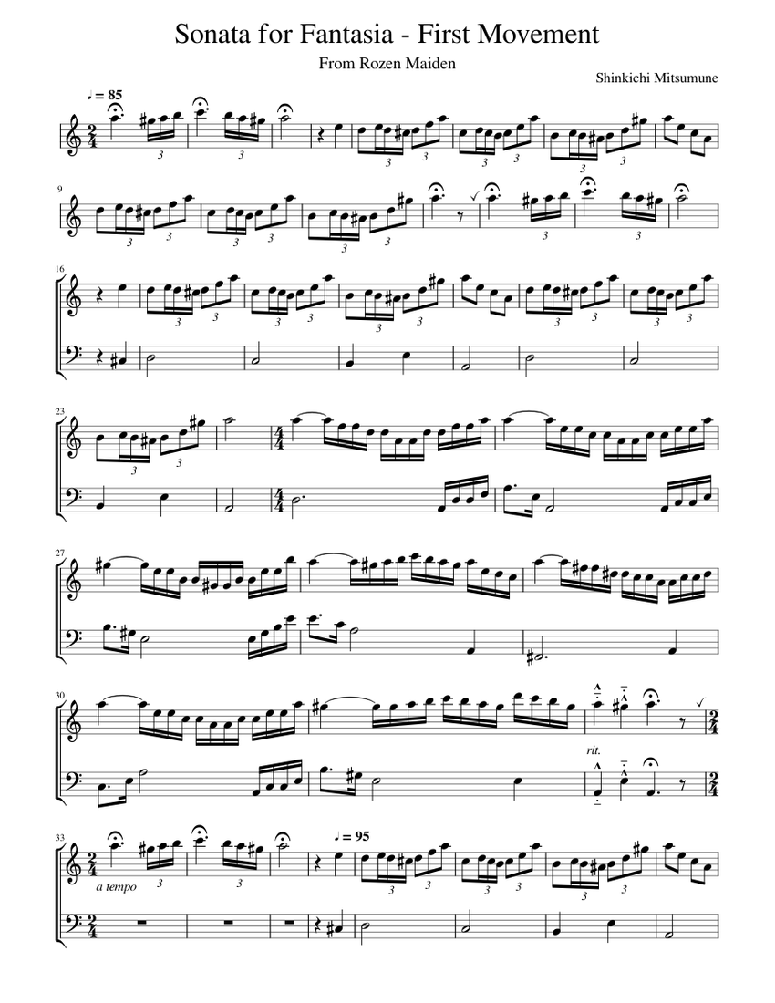 Sonata for Fantasia - First Movement Sheet music for Violin, Cello (String Duet) | Musescore.com
