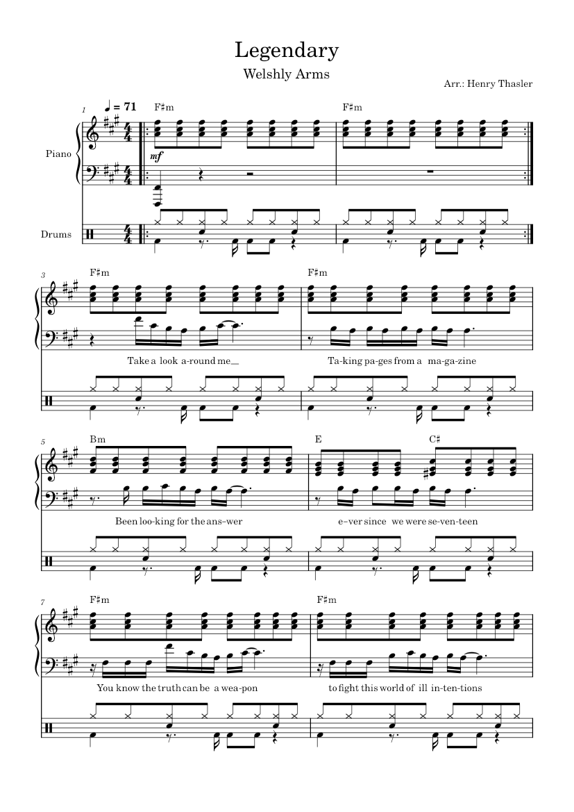 Legendary – Welshly Arms Legendary - Welshly Arms (Piano+Drums) Sheet ...