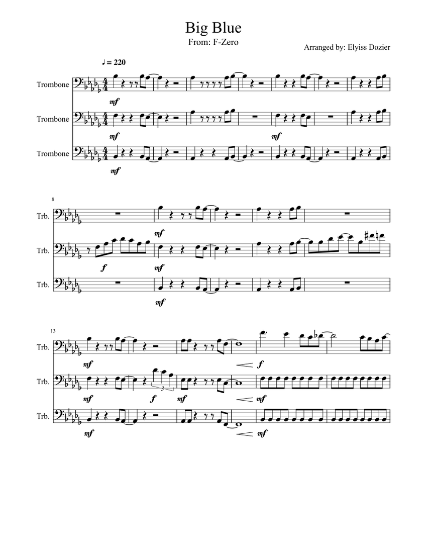 Big Blue Sheet music for Trombone (Mixed Trio) | Download and print in ...