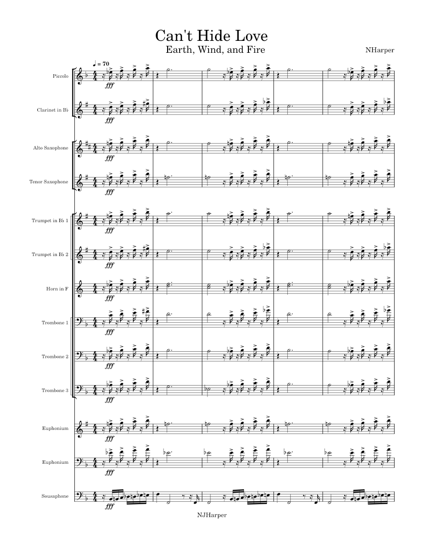 Can't Hide Love – Earth, Wind & Fire Sheet Music for Trombone, Tuba ...