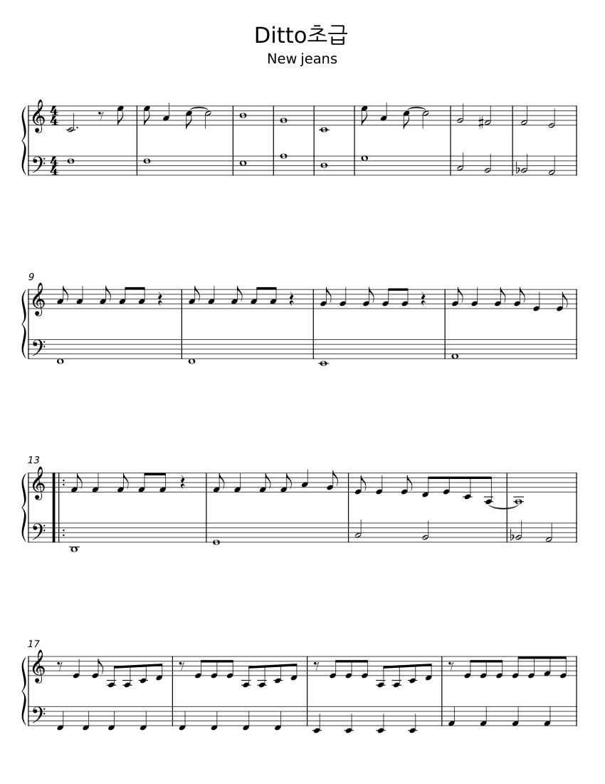 Ditto - NewJeans Sheet music for Piano (Solo) Easy | Musescore.com