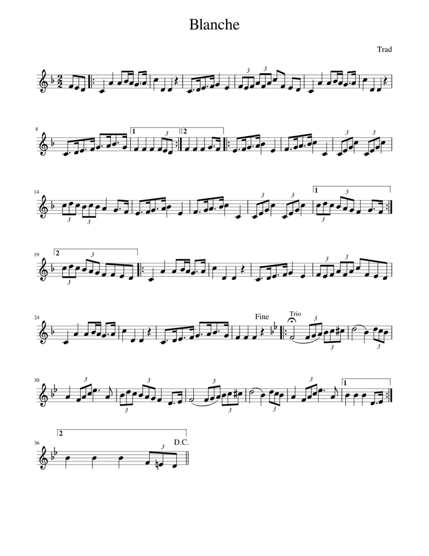 Traditional music - Blanche Sheet music for Piano (Solo) | Musescore.com