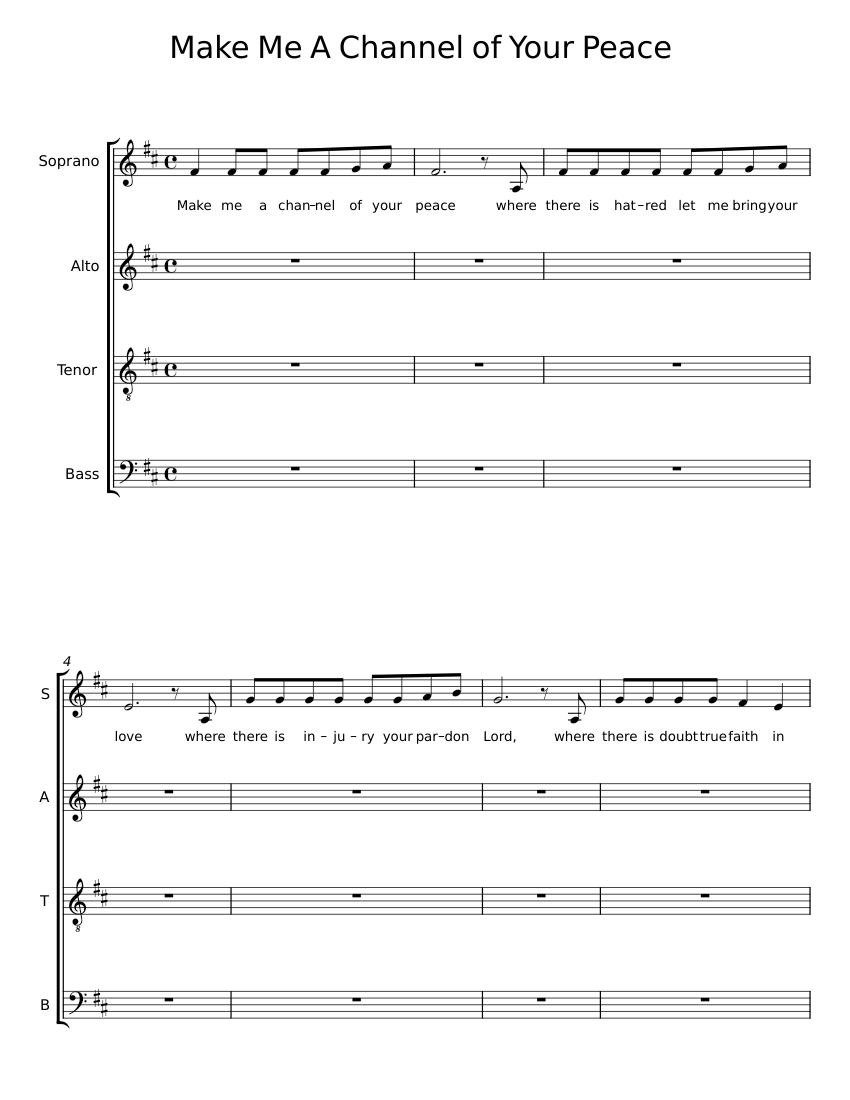 Make Me A Channel of Your Peace Sheet music for Piano, Bass guitar ...