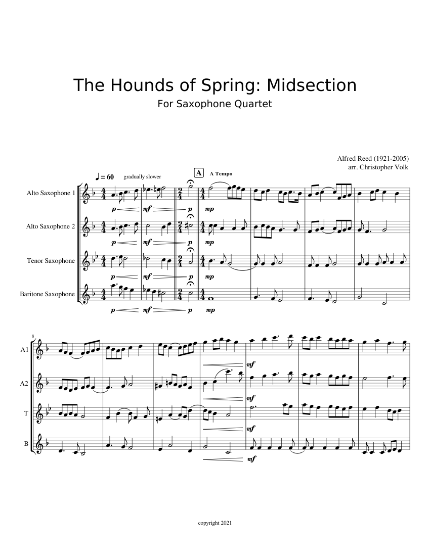 The Hounds of Spring (A Concert Overture for Winds) – Alfred Reed ...