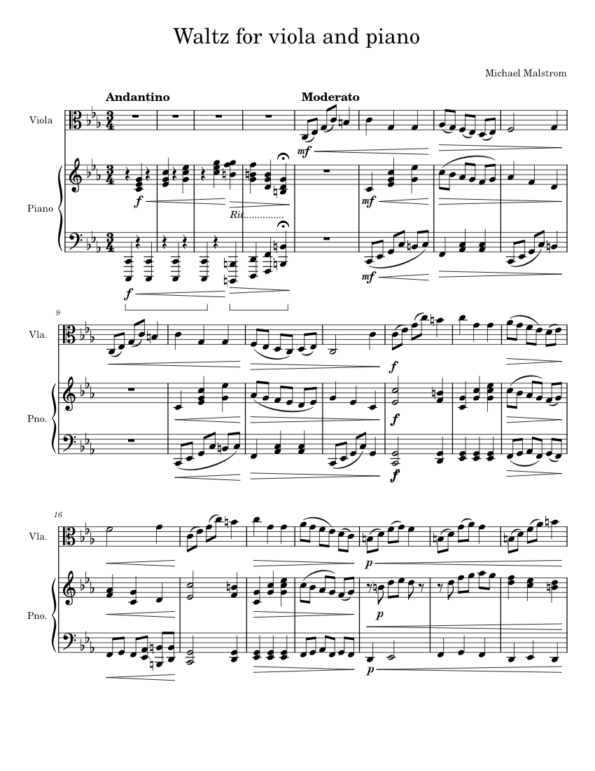 Waltz_for_viola_and_piano Sheet music for Piano, Viola (Mixed Duet ...