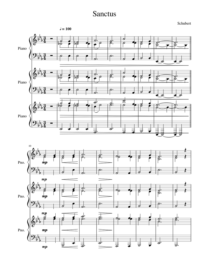 Sanctus Sheet music for Piano (Mixed Trio) | Musescore.com