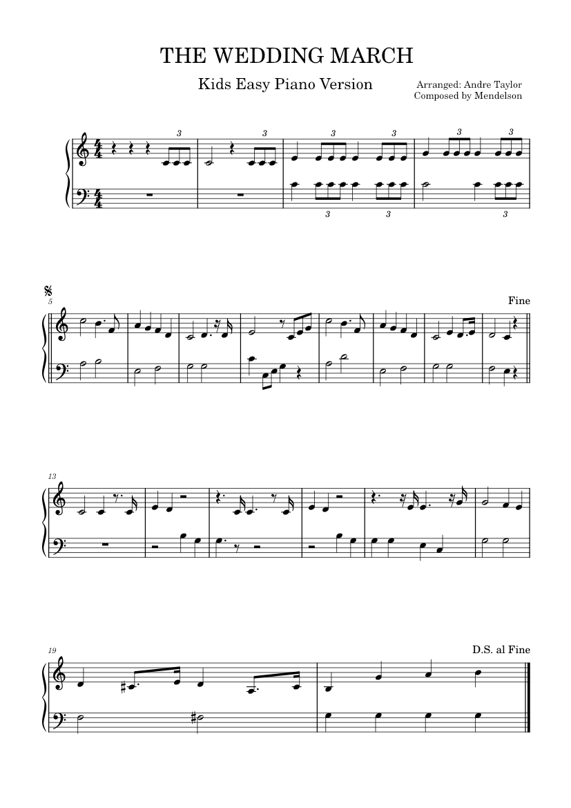 THE WEDDING MARCH Sheet Music for Piano (Solo) Easy | MuseScore.com