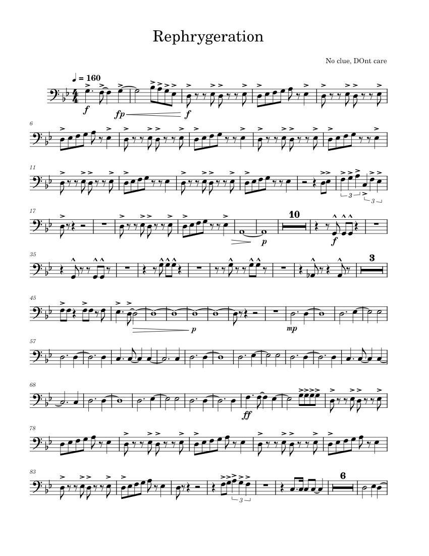 Rephrygeration Sheet music for Trombone (Solo) | Musescore.com