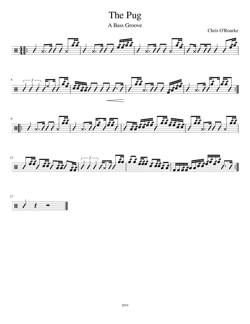 The Pug Sheet music for Bass drum (Drum Corps (Modern)) | Musescore.com