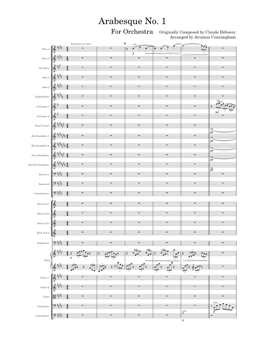 Claude Debussy: Arabesque No. 1 - Arranged for Orchestra Sheet music ...