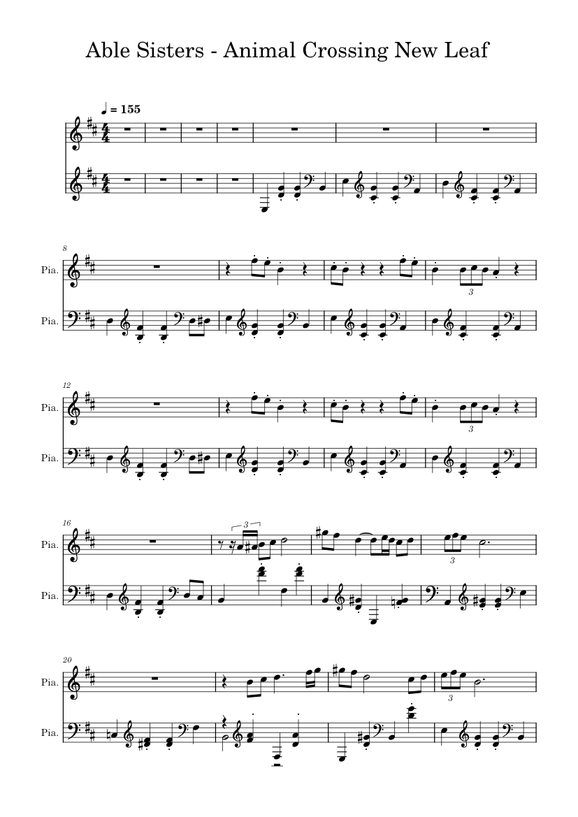 Able Sisters - Animal Crossing New Leaf Sheet music for Piano (Solo ...
