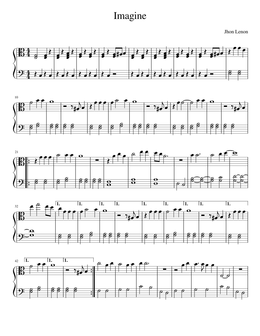 Imagine Sheet music for Piano (Solo) Easy | Musescore.com