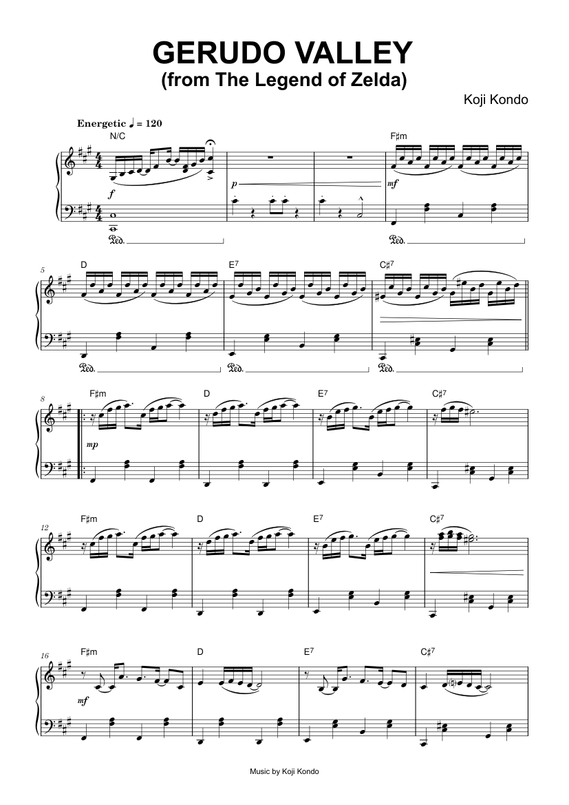 Play Official version of Gerudo Valley Sheet Music by Koji Kondo, 近藤 浩治 ...