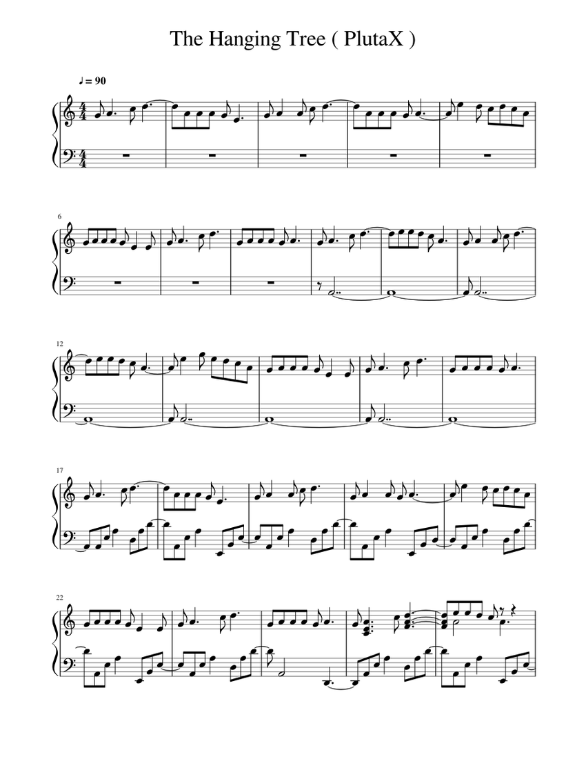 The Hanging Tree ( PlutaX ) Sheet music for Piano (Solo) | Musescore.com