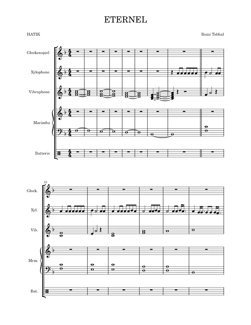 Eternel – Hatik ETERNEL Sheet music for Vibraphone, Glockenspiel, Drum group, Marimba & more ...