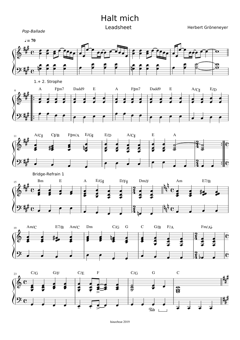 Halt mich - Herbert Grönemeyer Sheet music for Piano (Solo) | Musescore.com