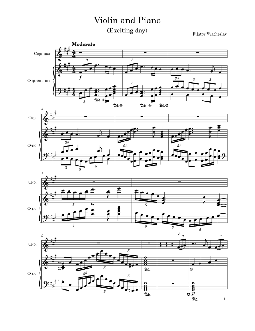 Exciting day Sheet music for Piano, Violin (Piano Duo) | Musescore.com