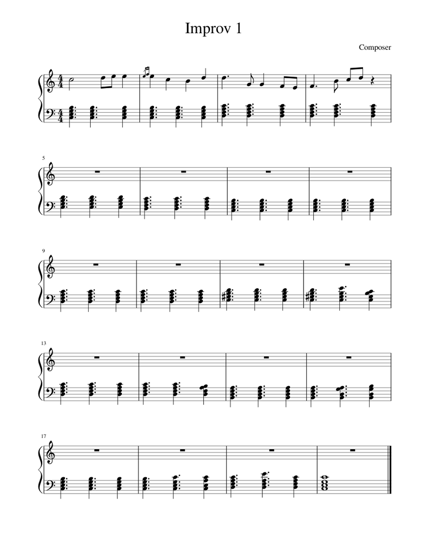 Improv 1 Sheet music for Piano (Solo) Easy | Musescore.com
