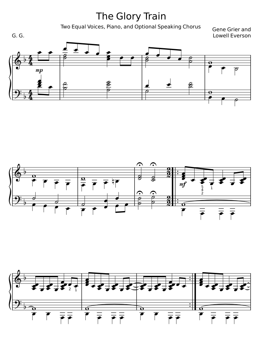 The Glory Train - Gene Grier and Lowell Everson Sheet Music for Piano ...