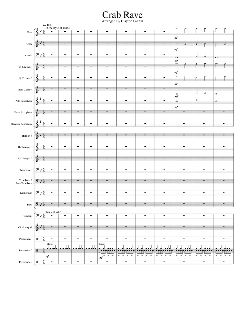 Crab Rave Sheet music for Trombone, Euphonium, Tuba, Flute & more ...