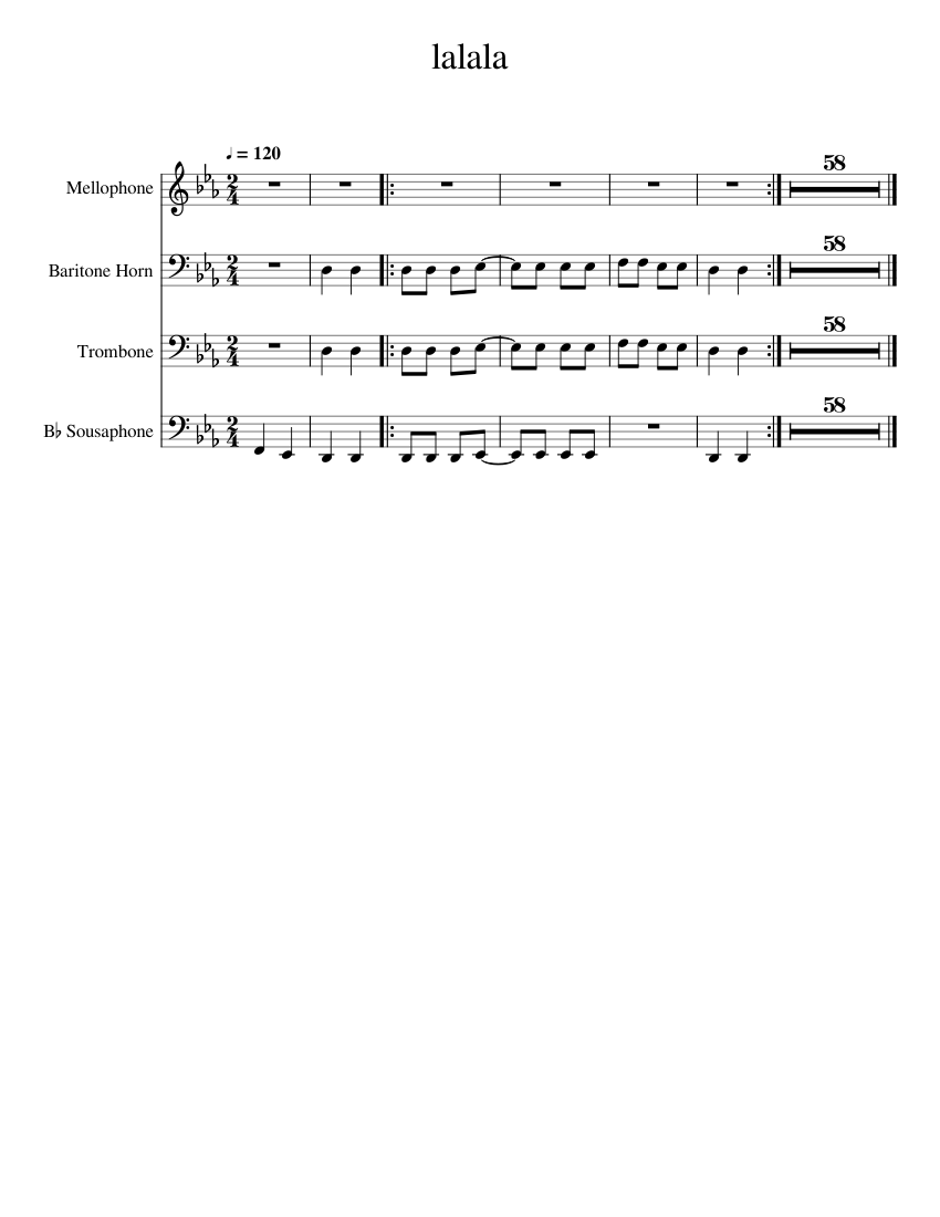 lalala Sheet music for Trombone, Mellophone, Baritone horn, Brass ...