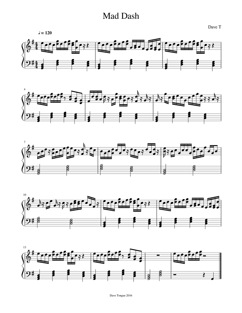 Mad Dash Sheet music for Piano (Solo) | Musescore.com