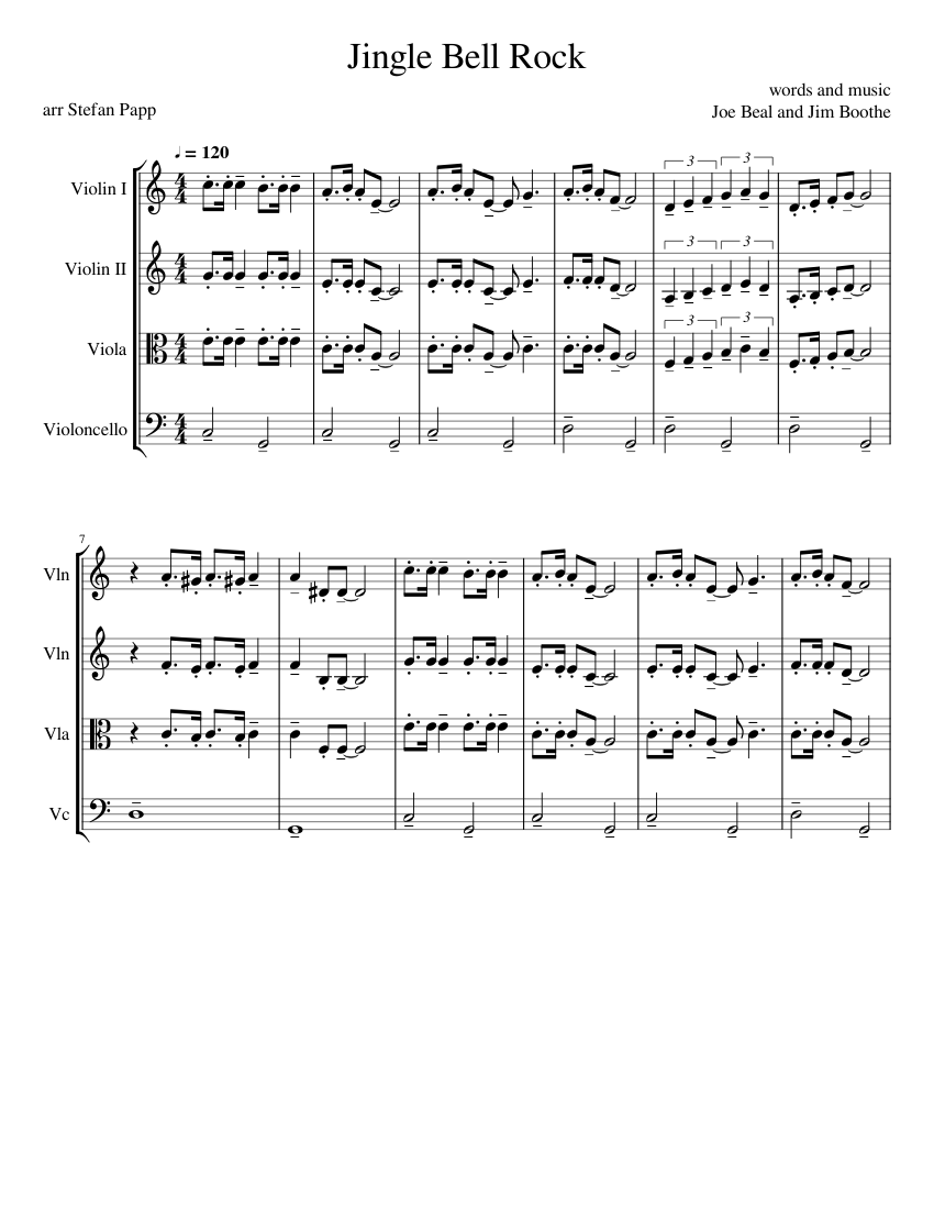 Jingle Bell Rock arr Stefan Papp Sheet Music for Violin, Viola, Cello ...