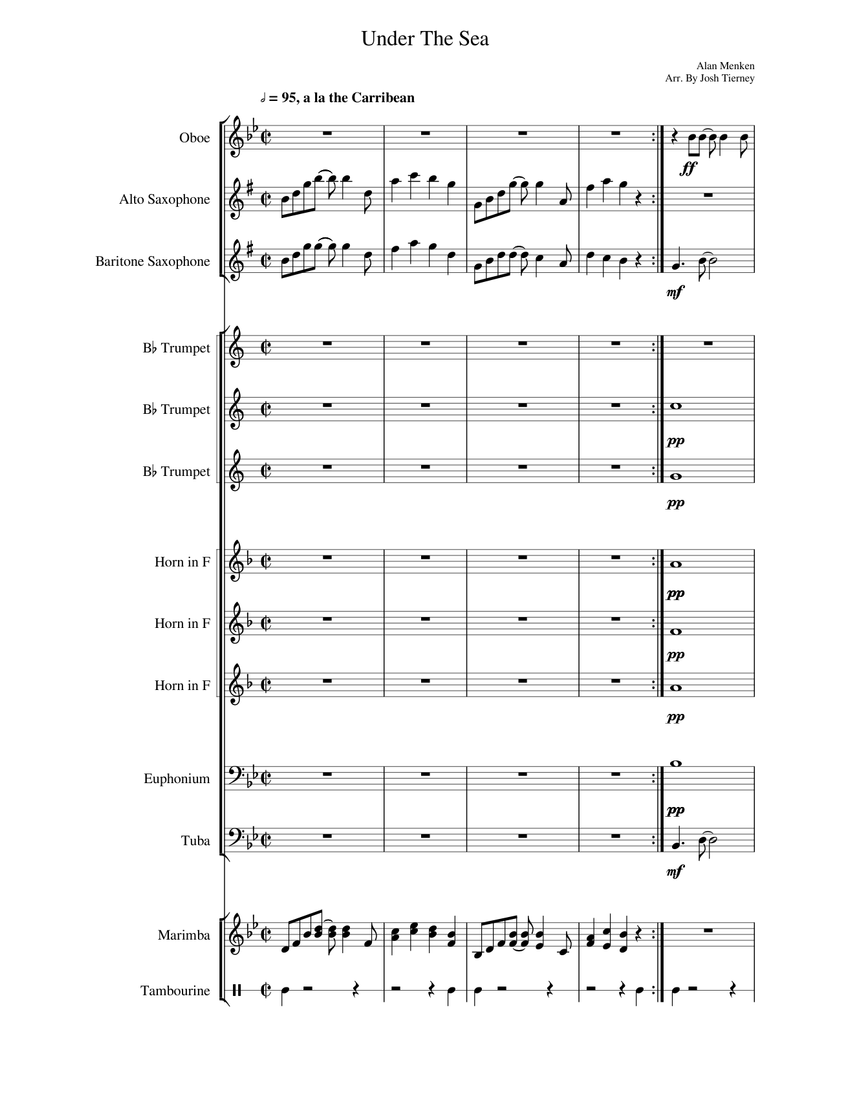 Under The Sea Sheet music for Euphonium, Tuba, Tambourine, Oboe & more ...