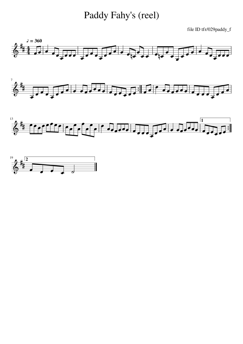 Paddy Fahy's (reel) Sheet music for Piano (Solo) Easy | Musescore.com