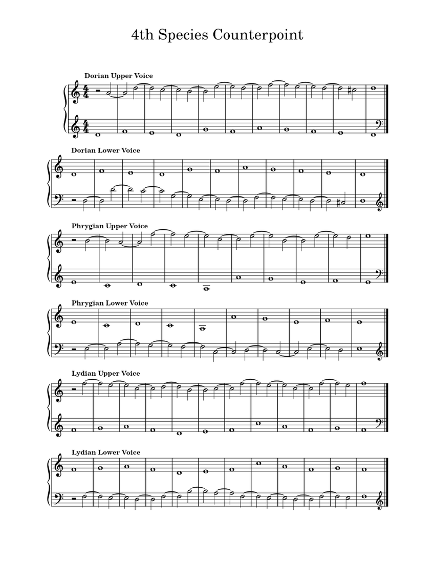 4th Species Counterpoint Sheet music for Piano (Solo) Easy | Musescore.com