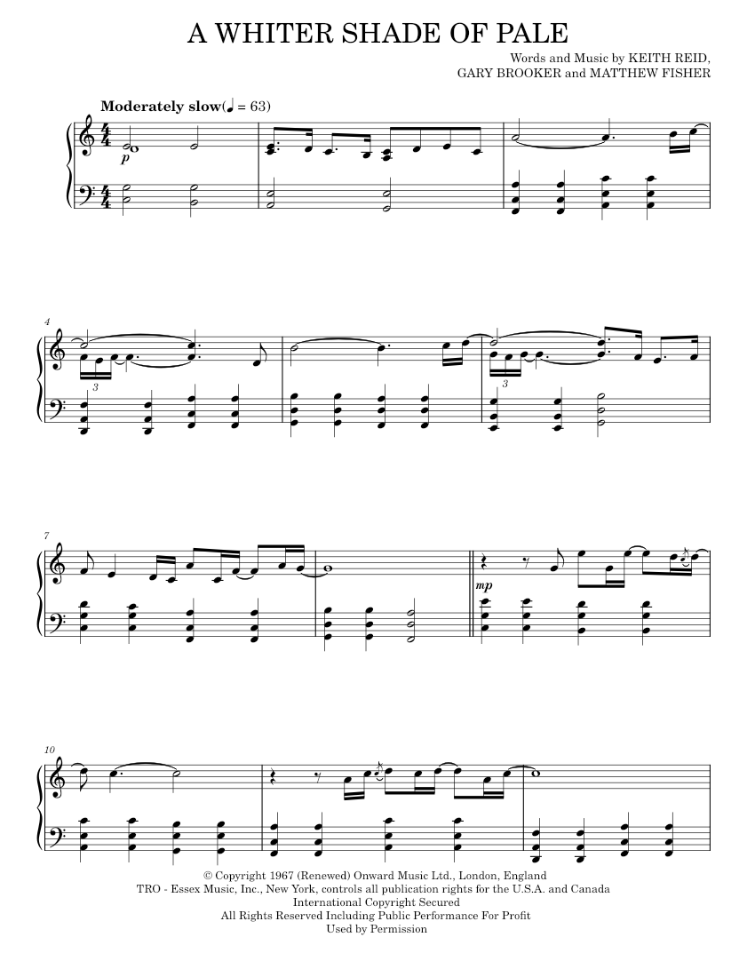 Play Official version of A Whiter Shade Of Pale Sheet Music by David ...