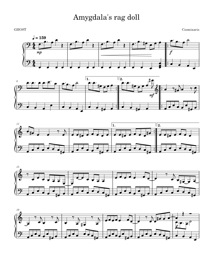 Amygdala's rag doll Sheet music for Piano (Solo) | Musescore.com