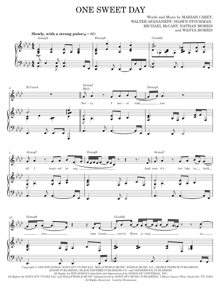 Play Official version of One sweet day Sheet Music by Mariah Carey for ...