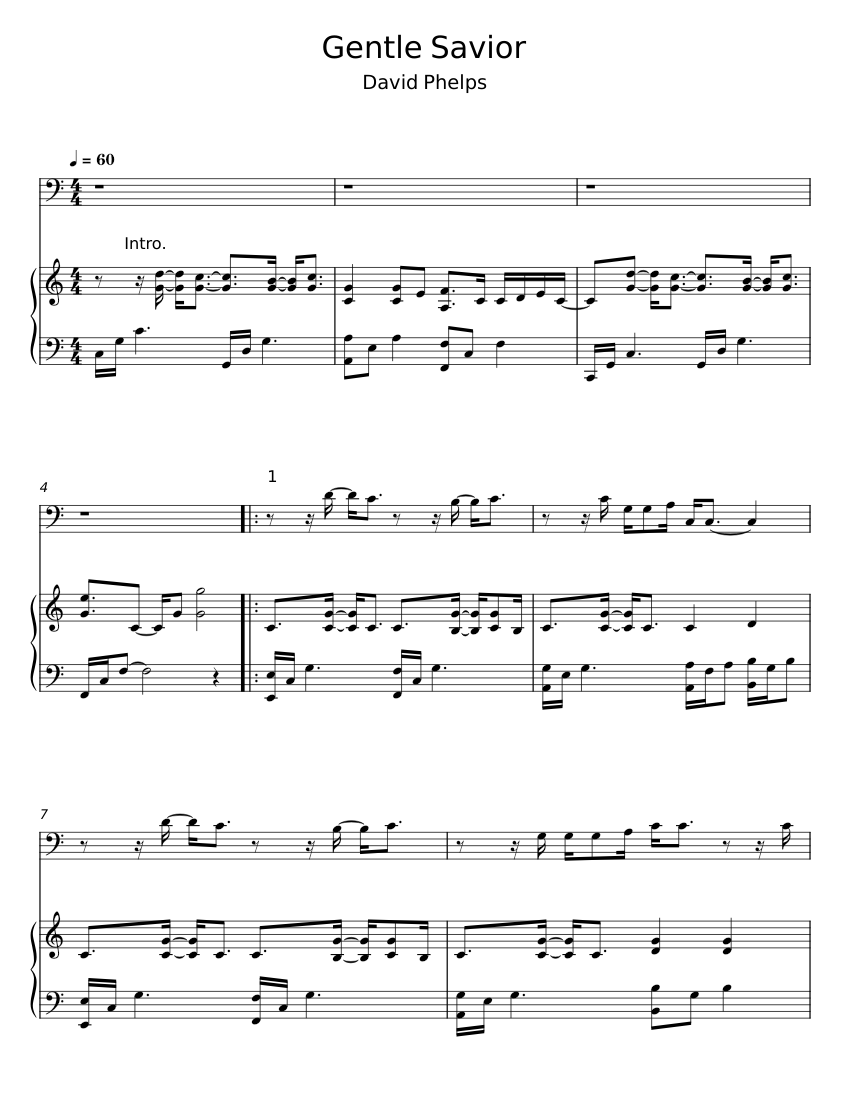Gentle savior - David Phelps Sheet music for Piano, Synthesizer (Mixed Trio) | Musescore.com