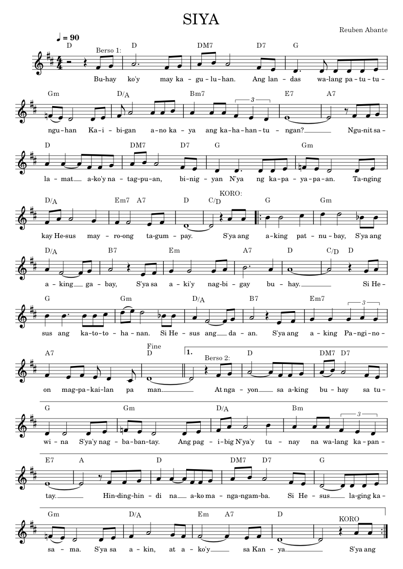 Siya – Reuben Abante Sheet Music with Chords for Vocals (Solo) | MuseScore.com