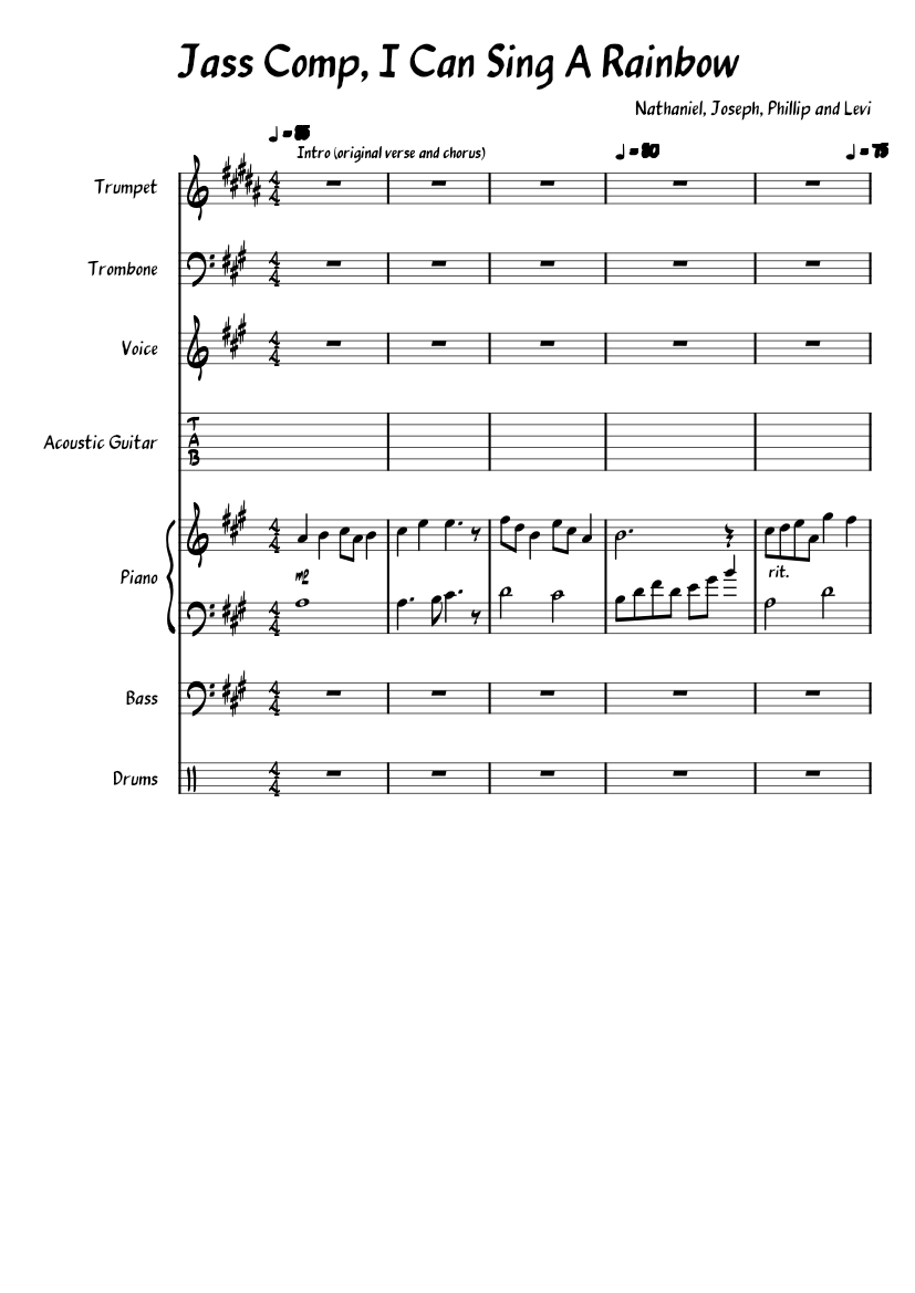 Jass Composition I Can Sing A Rainbow Sheet music for Piano, Trombone ...
