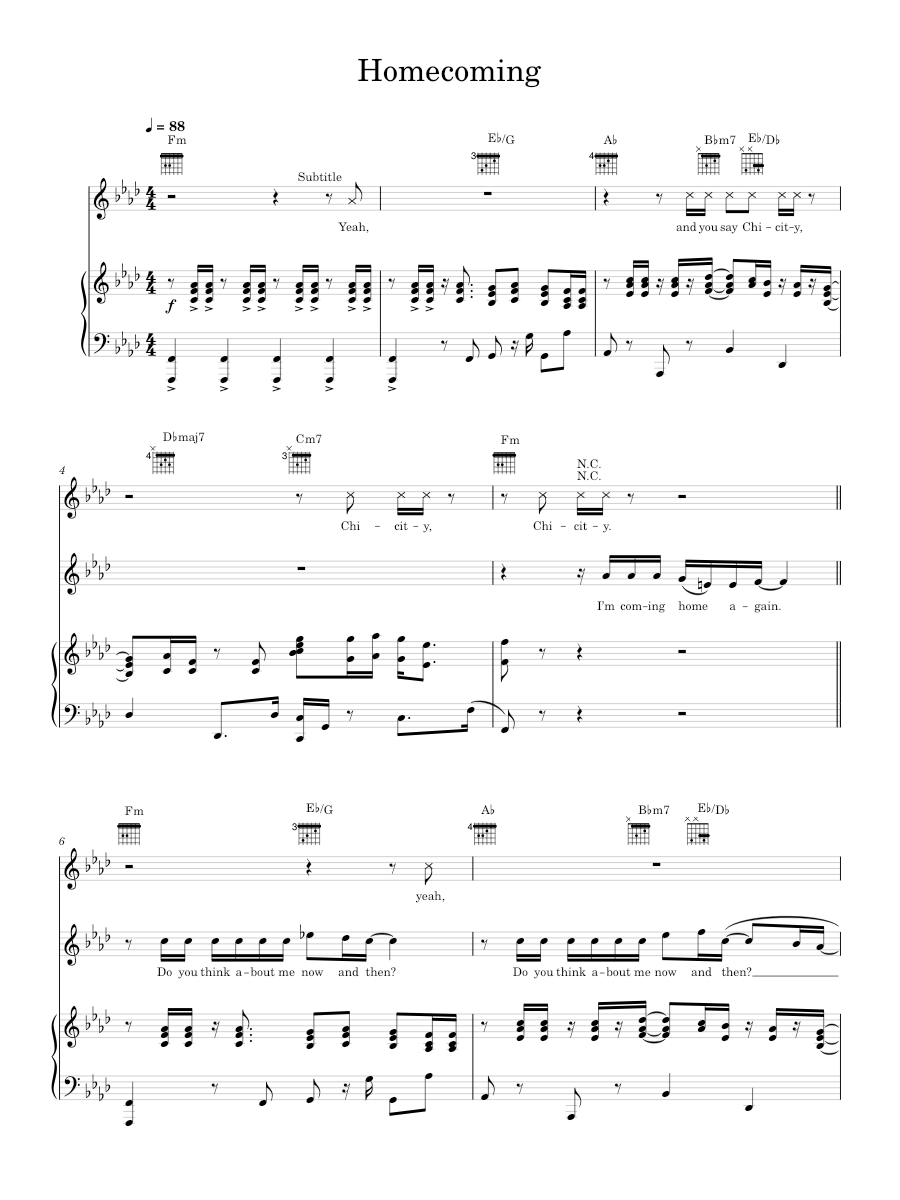 Play Official version of Homecoming Sheet Music by Kanye West for Piano, Vocals | MuseScore.com