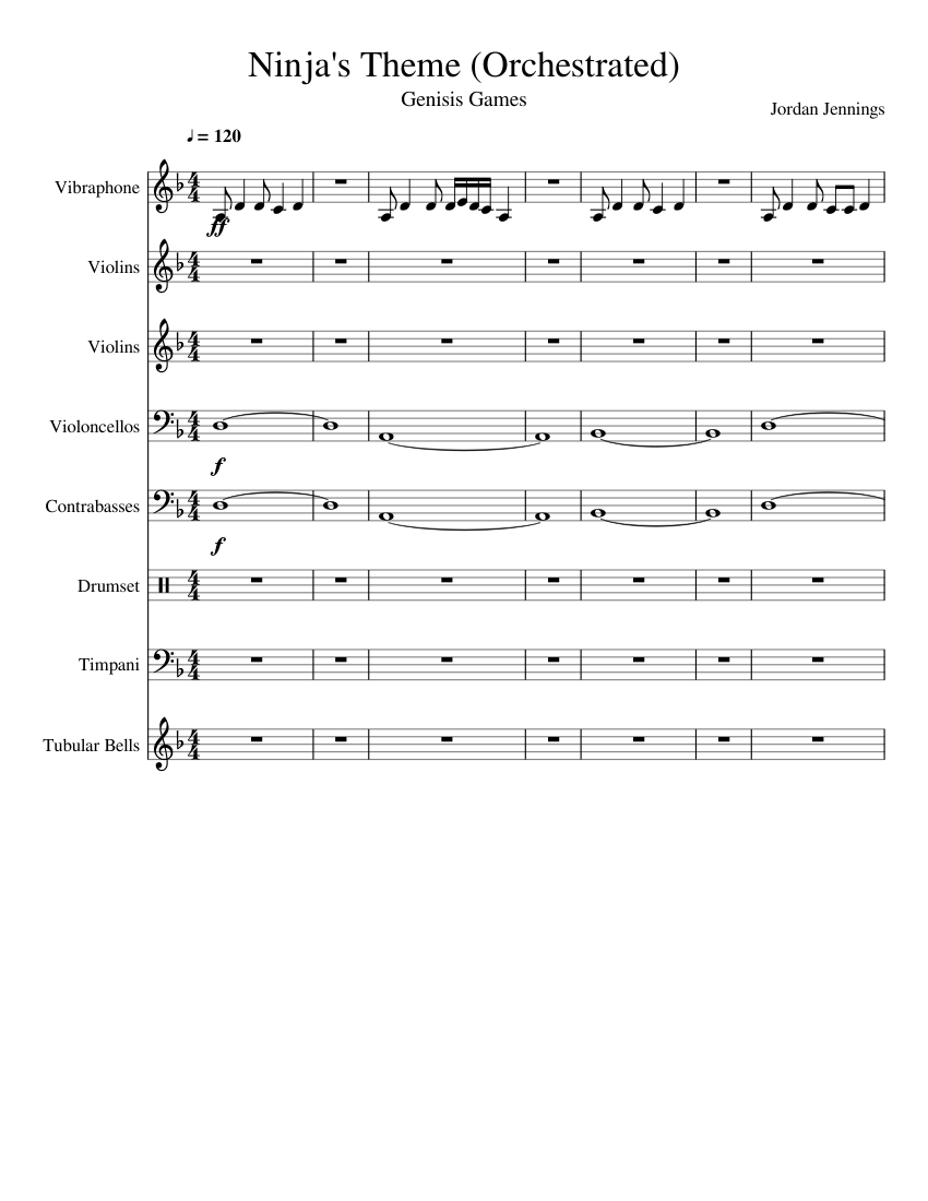 Ninja s Theme (Orchestrated Remix) Sheet music for Timpani, Vibraphone ...