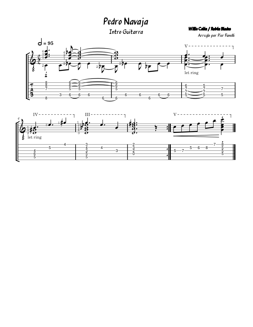 Pedro Navaja - Rubén Blades & Willie Colón Sheet music for Guitar (Solo ...