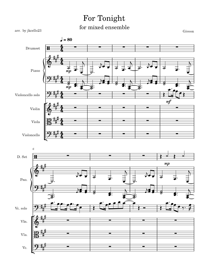 For Tonight – Giveon Sheet Music for Piano, Violin, Viola, Cello & more ...