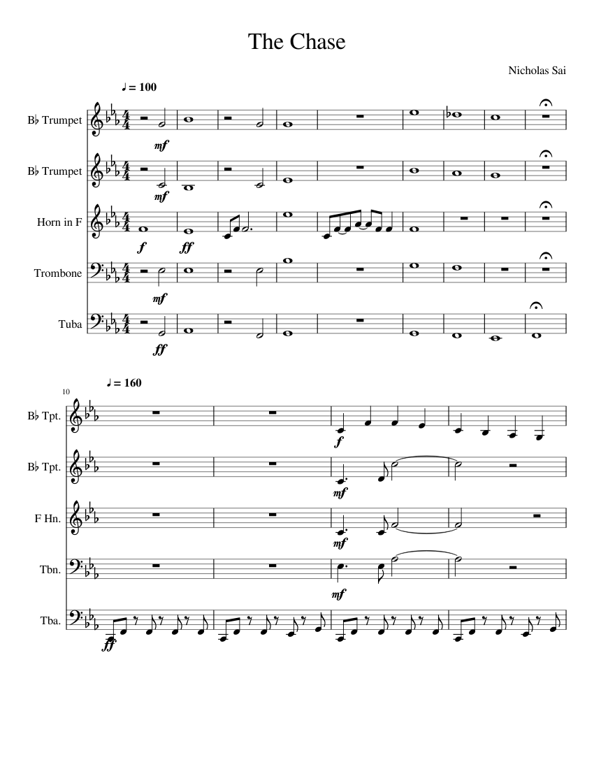 The Chase Sheet music for Trombone, Tuba, Trumpet in b-flat, French ...