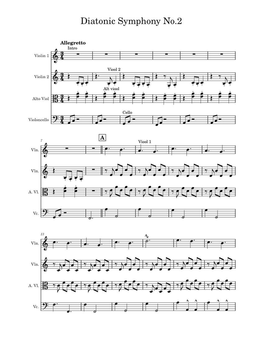 Diatonic Symphony No.2 Sheet music for Violin, Cello, Viol (String ...