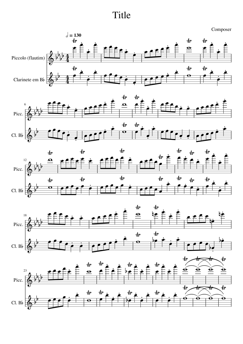 Stars and Stripes (Clarinet and Picollo arrengment) Sheet music for ...