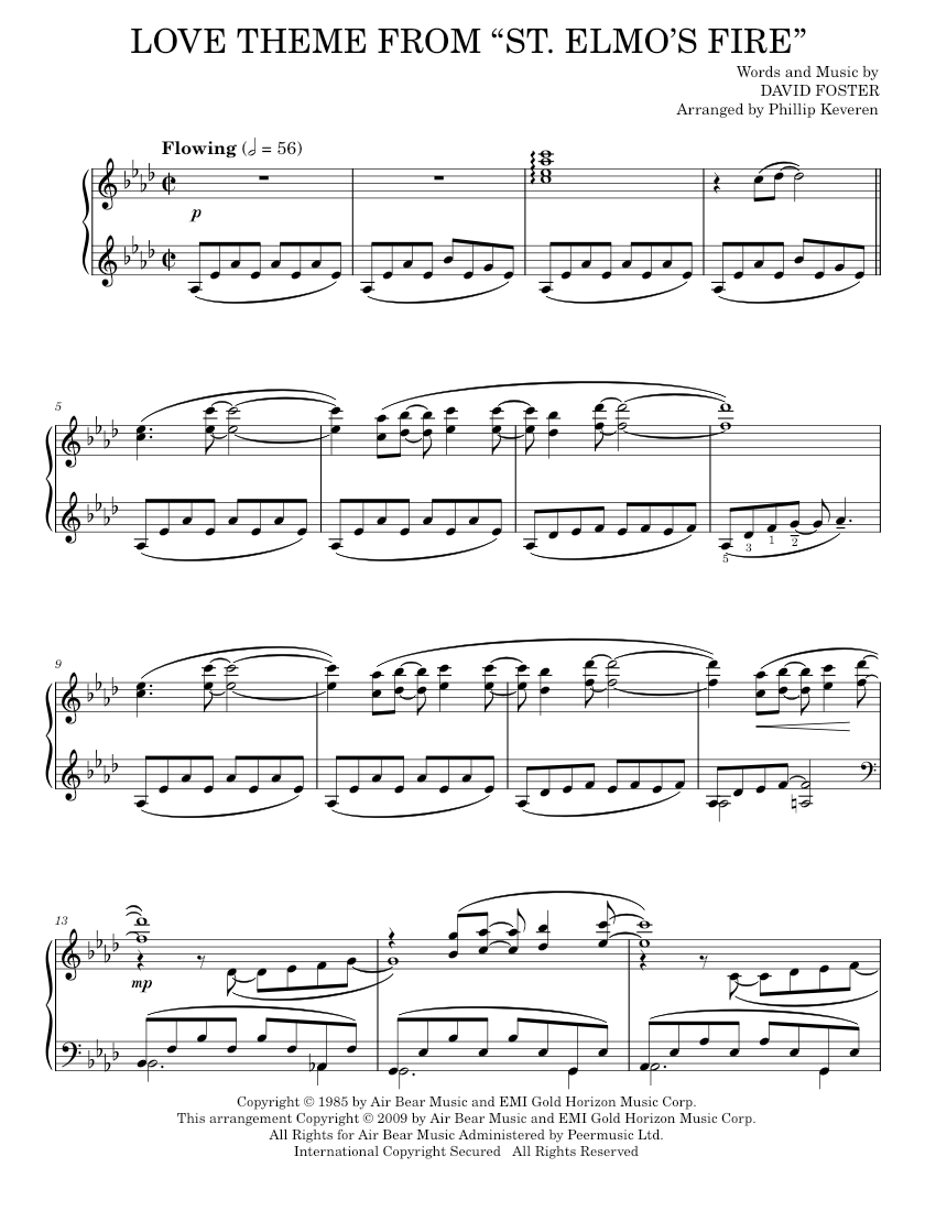 Play Official version of Love Theme from St. Elmo's Fire Sheet Music by ...