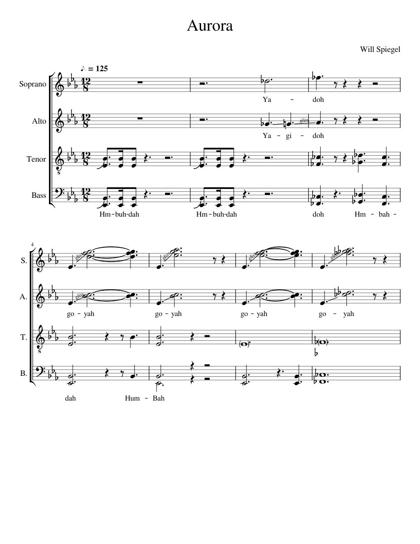 Aurora Sheet music for Soprano, Alto, Tenor, Bass voice (Choral ...