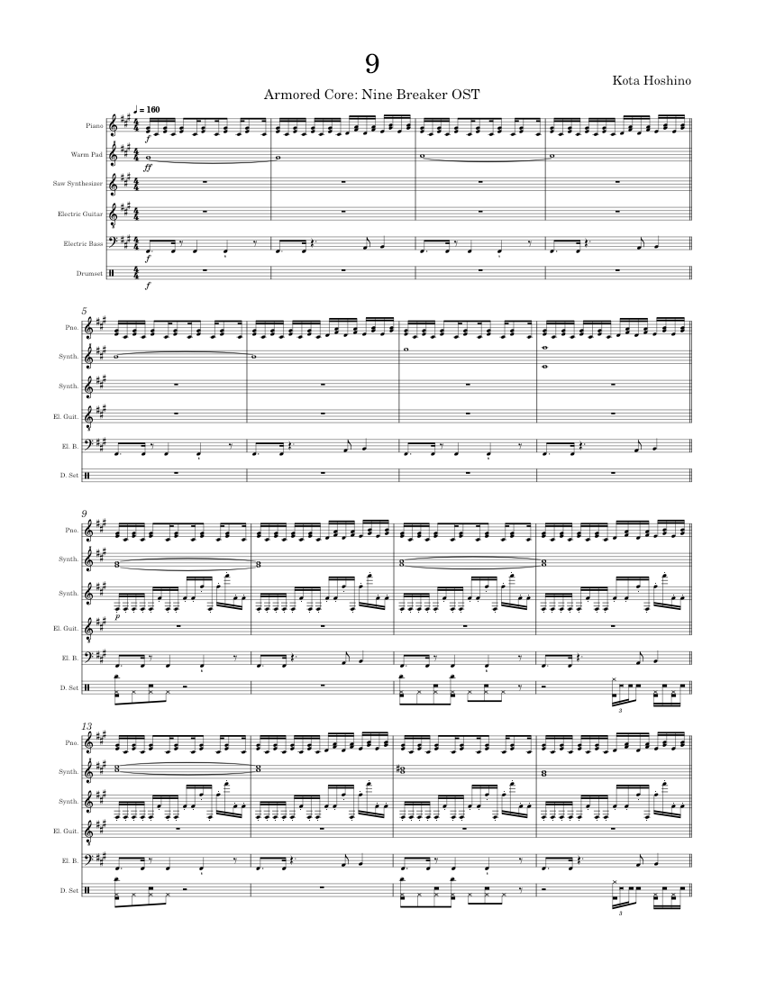 9 – Kota Hoshino Sheet Music for Piano, Guitar, Bass guitar, Drum group ...