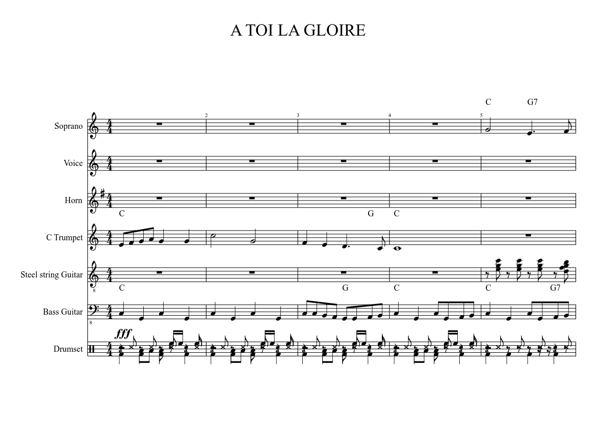 A TOI LA GLOIRE Sheet music for Trumpet other, Voice (other) (Mixed Duet) | Musescore.com
