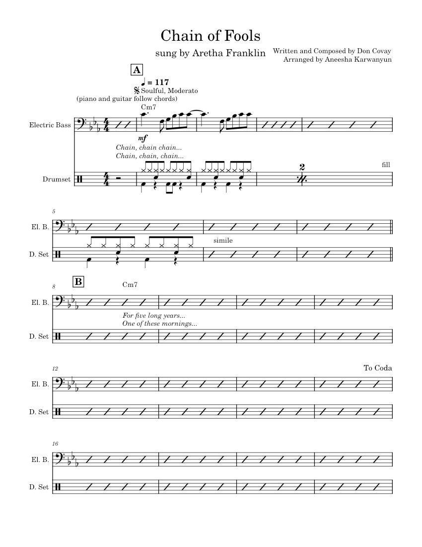 Chain Of Fools – Donald Covay & Aretha Franklin Chain_of_Fools_Final Sheet music for Bass guitar ...