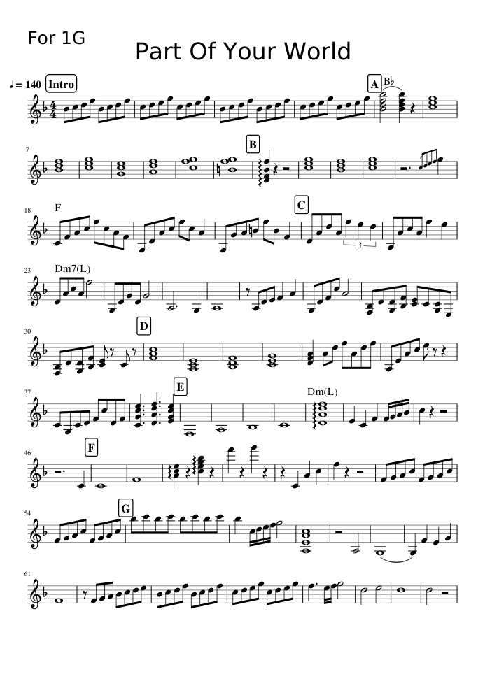 Part Of Your World Sheet music for Piano (Solo) Easy | Musescore.com