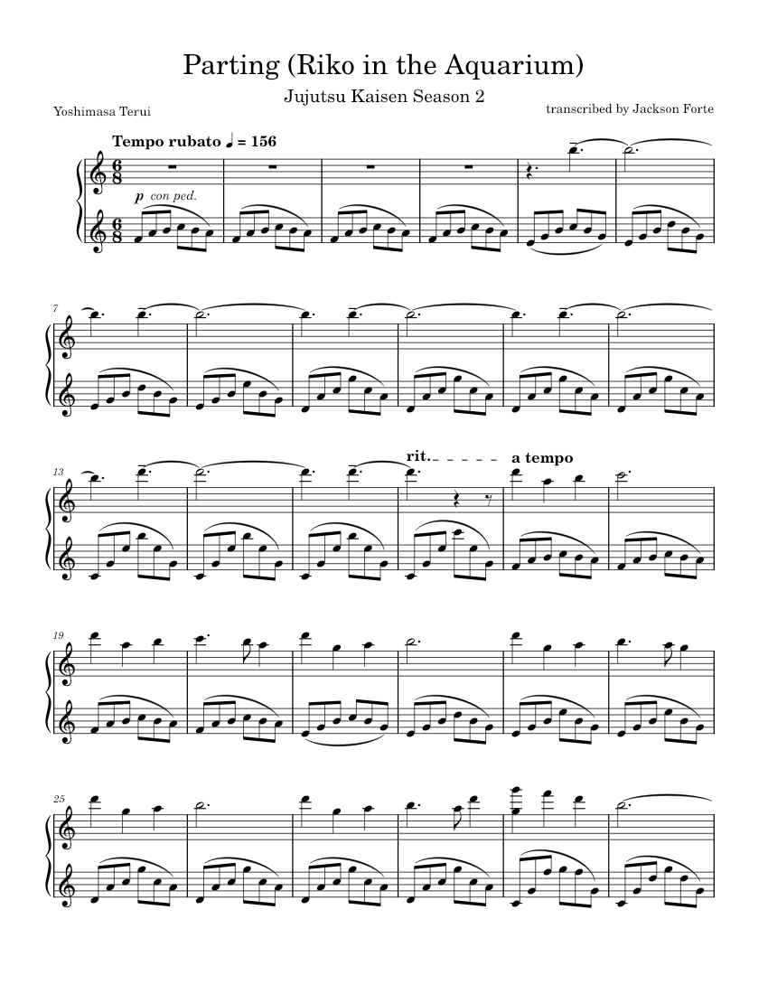 If I Am With You (JJK OST - TV Version) – Yoshimasa Terui Sheet Music ...